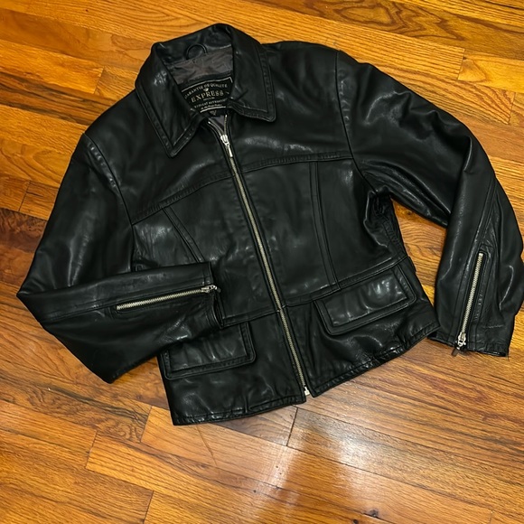 Express | Jackets & Coats | Vintage Express Leather Biker Moto Jacket ...